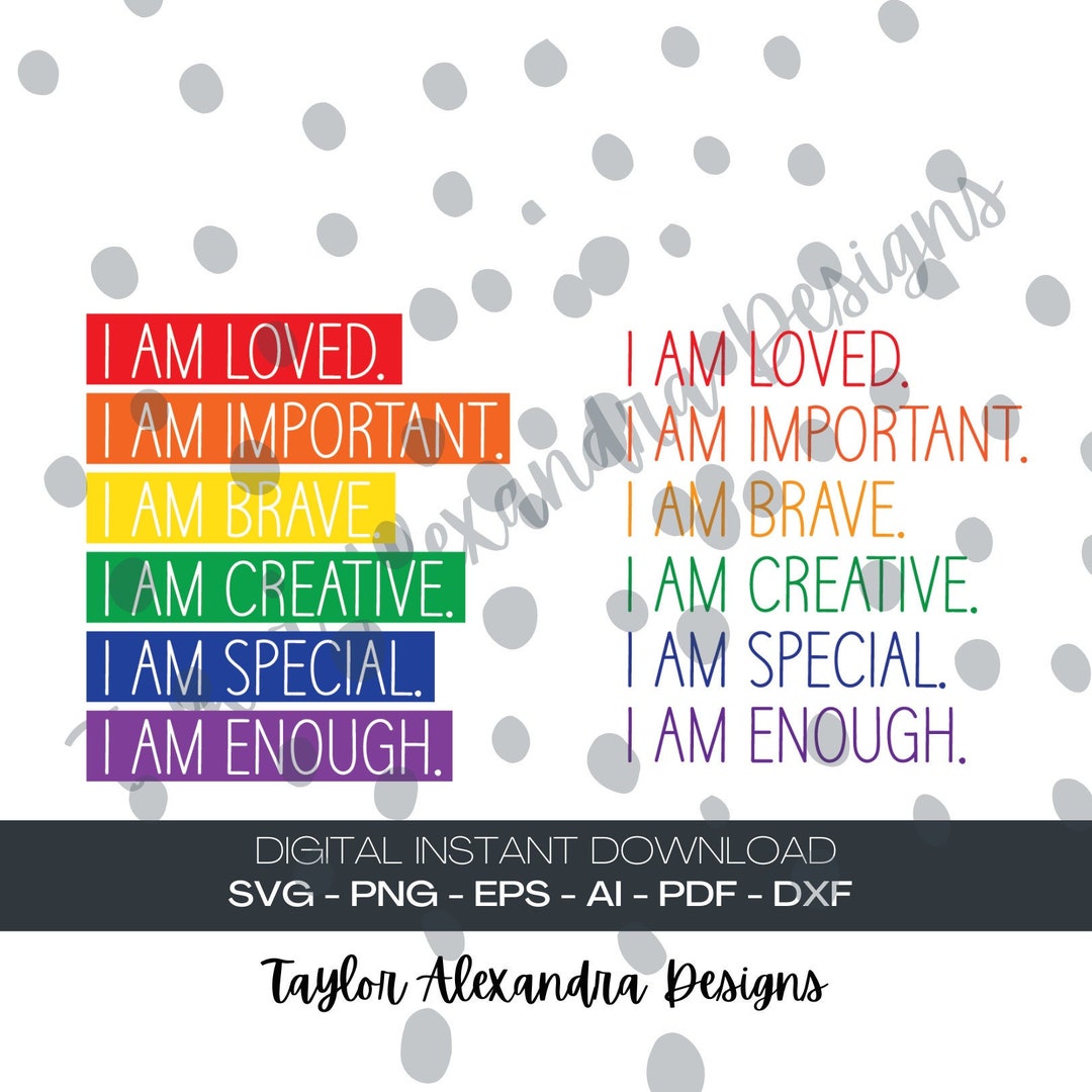 I Am Affirmations Rainbow Themed Digital Download | | Svg, Pdf, Png ...