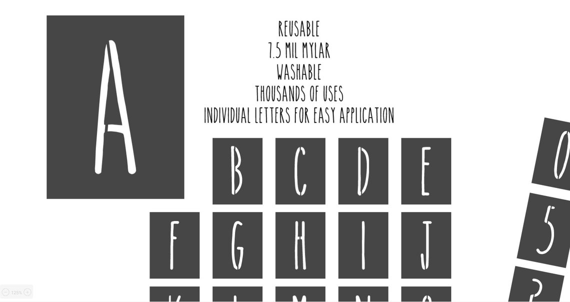 1 INCH Skinny Font Alphabet Numbers and Symbols Stencil | Etsy