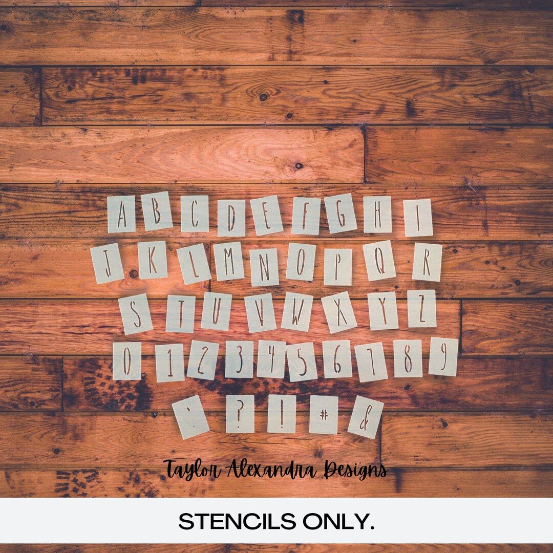 1 INCH - Skinny Font Alphabet, Numbers, and Symbols Stencil - ABC ...