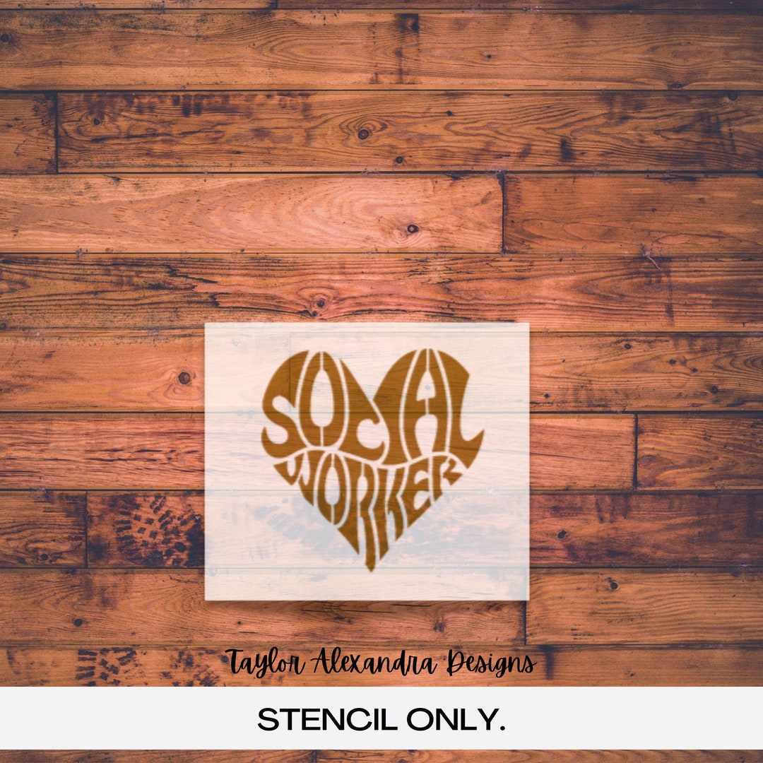 Social Worker Heart Shaped Stencil | Social Work Stencil | Reusable ...