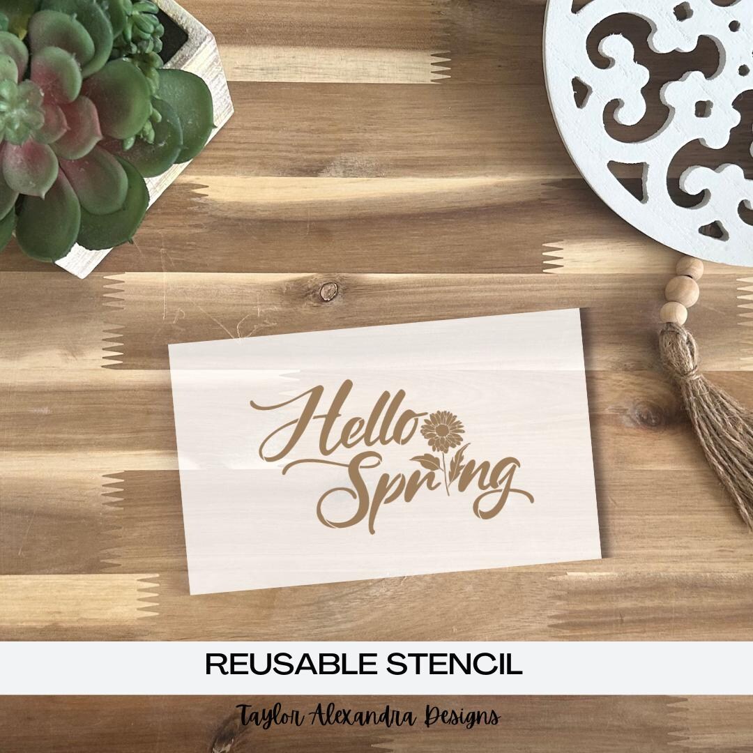 Hello Spring Stencil | Front Door Stencil | DIY Reusable Stencil ...