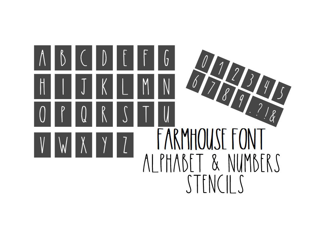 1 INCH - Farmhouse Alphabet, Numbers, and Symbols Stencil - ABC ...