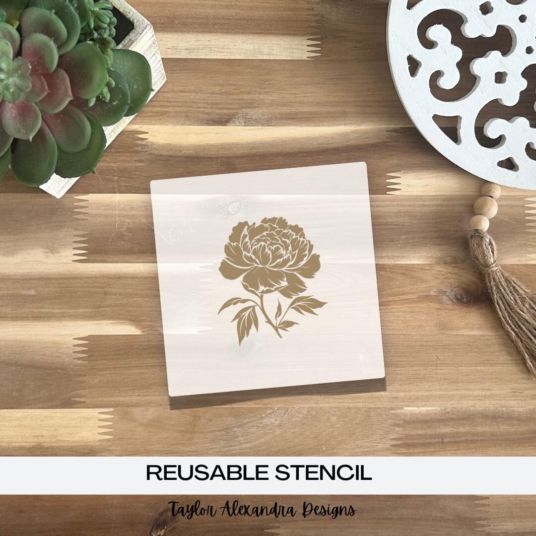 Peony Flower Stencil | Floral Stencil | Reusable Stencil - Etsy