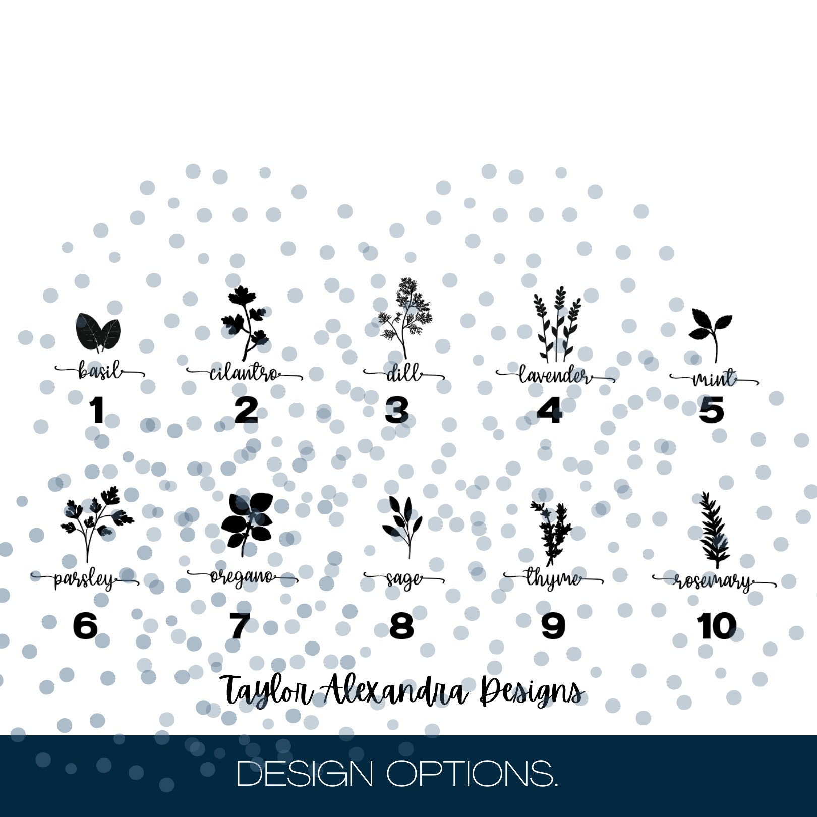 Herbs Plant Stencils Basil Cilantro Parsley Oregano Mint - Etsy