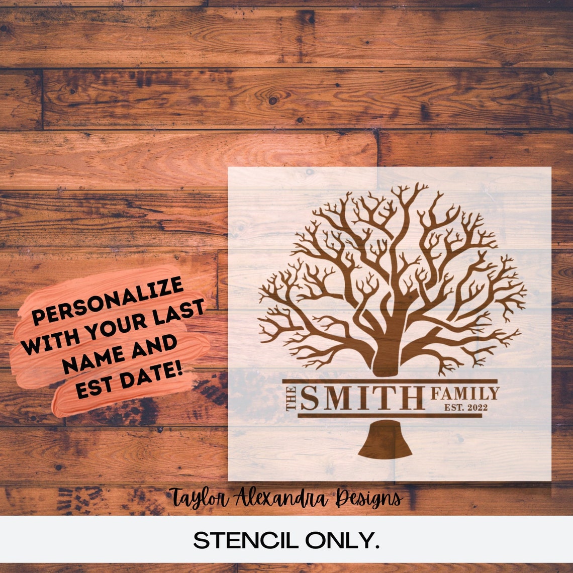 The Family Tree Sign Personalized Stencil Front Door Stencil - Etsy
