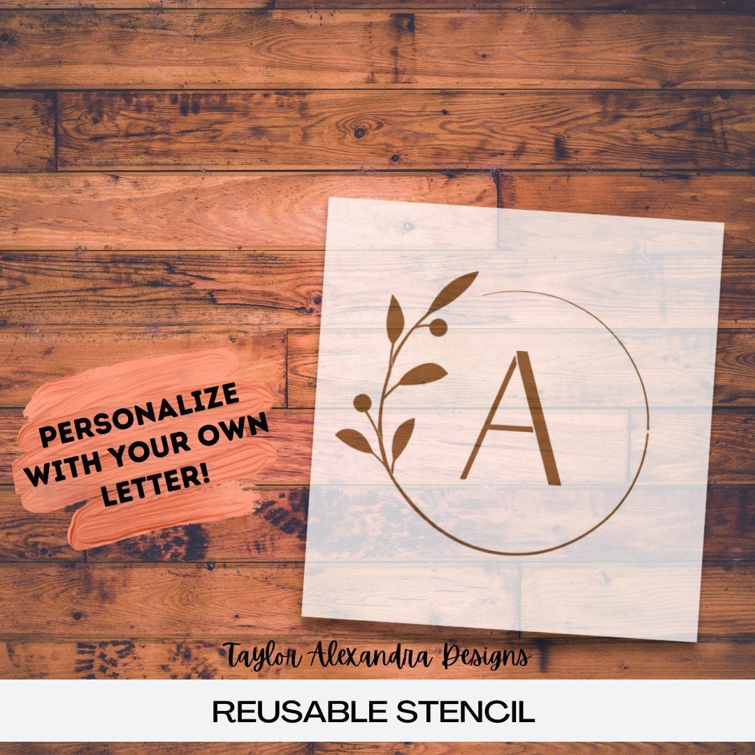 Letter Wreath Personalized Stencil | Wedding Last Name Initial Stencil ...