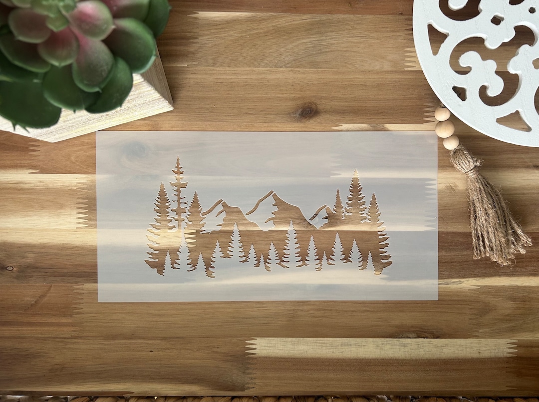 Mountain Range Stencil | Trees Landscape | Scenery | Reusable Stencil ...