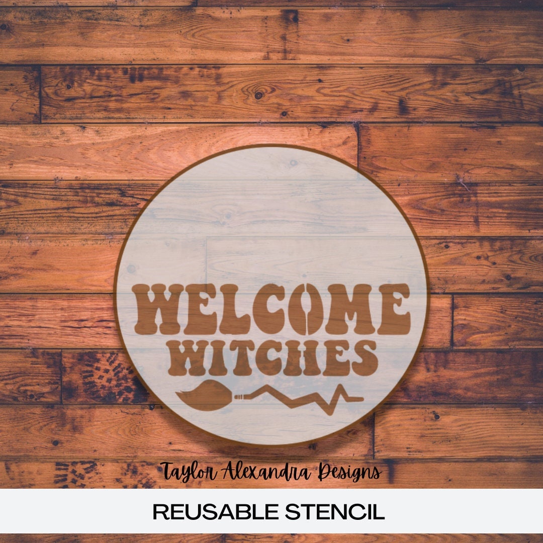 Welcome Witches Stencil | Front Door Stencil | Halloween Stencil ...
