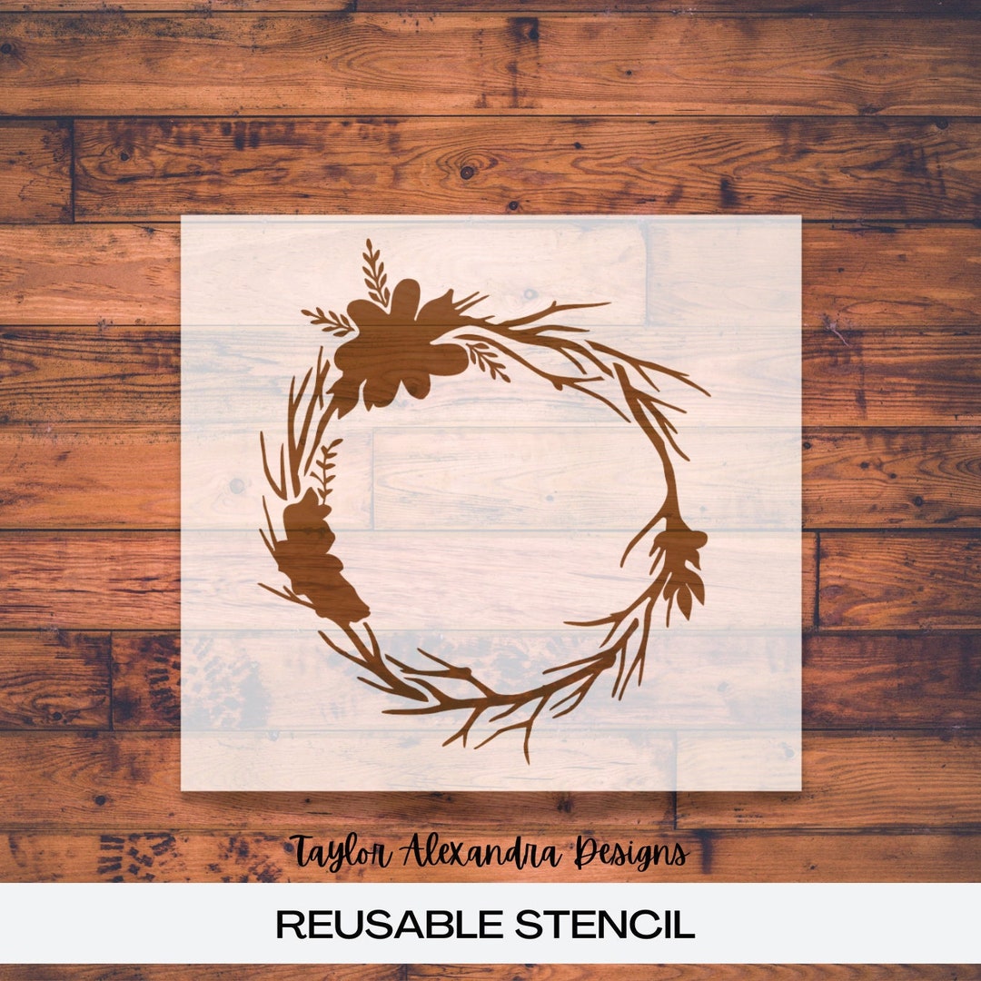 Twig Wreath Stencil | Bird's Nest Leaves Branches Stencil | Reusable Stencil - Etsy