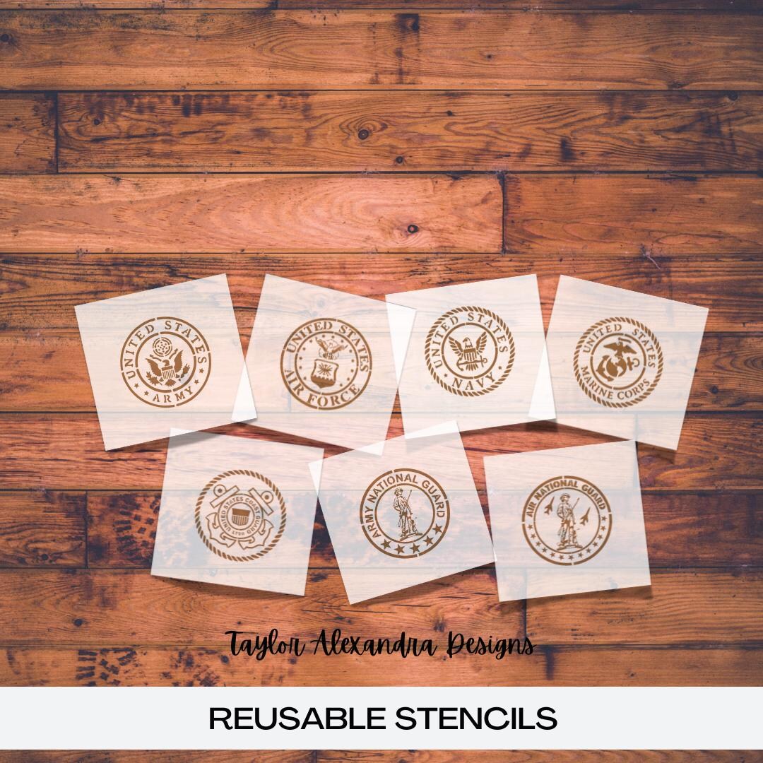 Military Themed Stencil | Army - Marine - Air Force - Navy - Coast ...