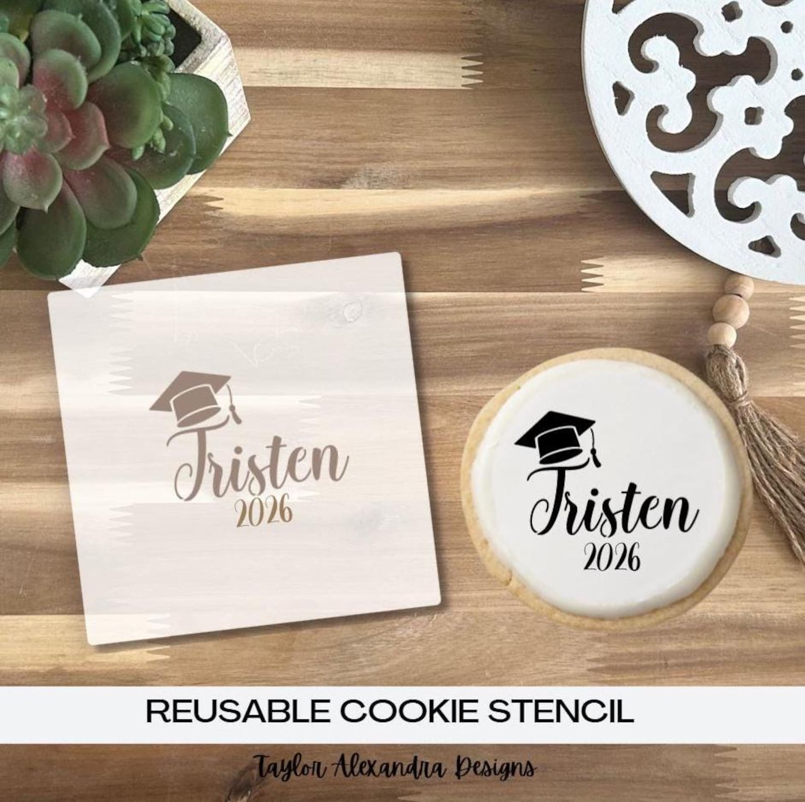 Graduation Personalized Cookie Stencil | Food Safe Stencil | Stencil ...