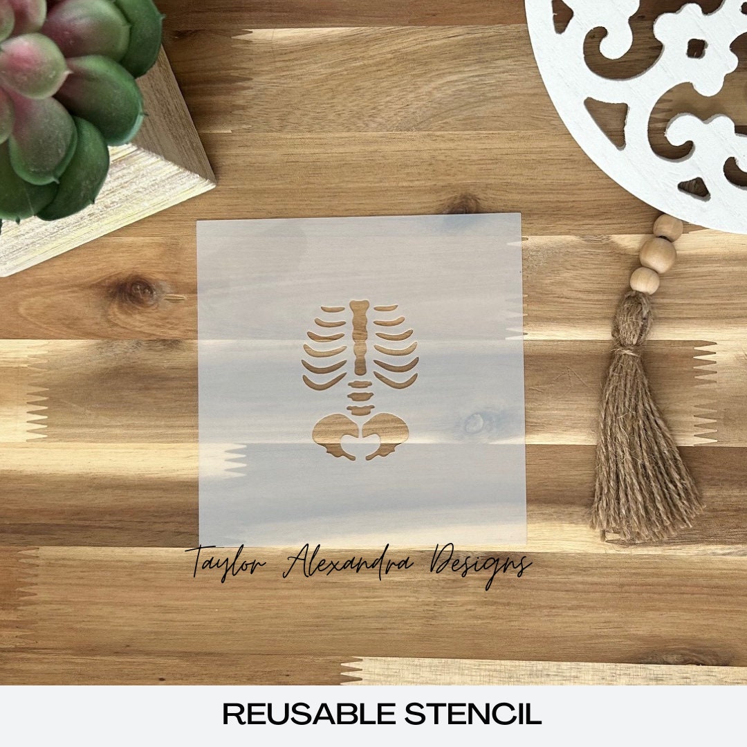 Skeleton Stencil | Halloween Spooky Bone Stencil | Reusable Stencil - Etsy