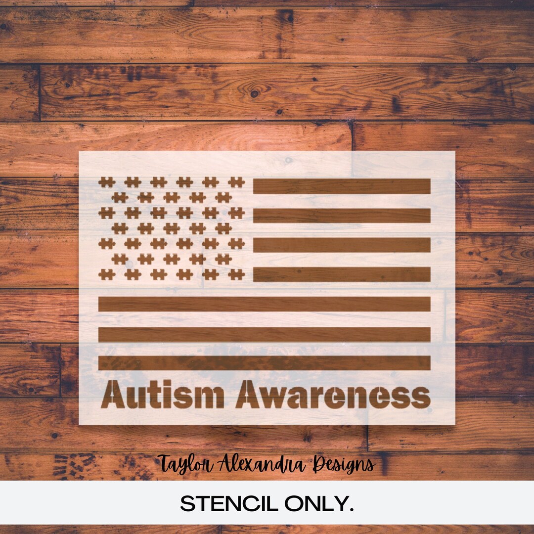 Autism Awareness Flag Stencil | Autism Awareness | Puzzle Piece ...