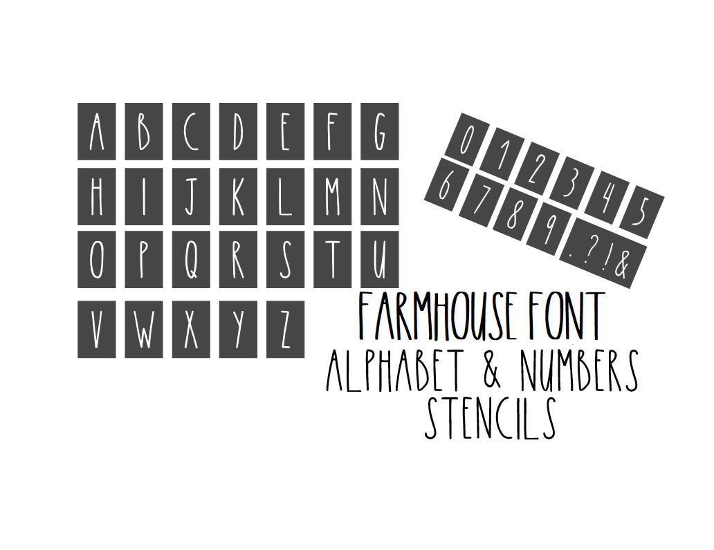 3/4 INCH Farmhouse Font Alphabet Numbers and Symbols - Etsy