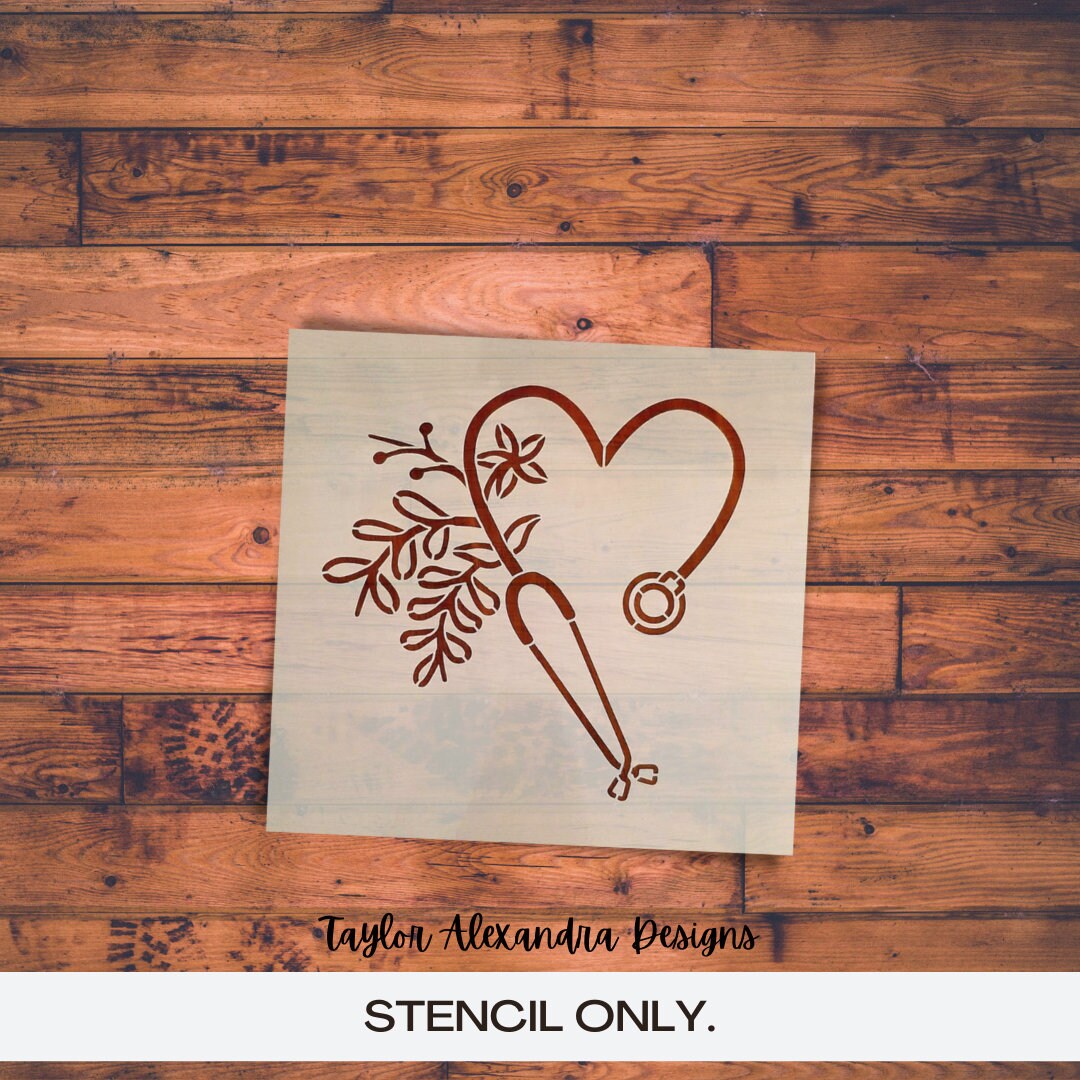 Floral Stethoscope Nurse Doctor Medical Stencil | Reusable Stencil ...