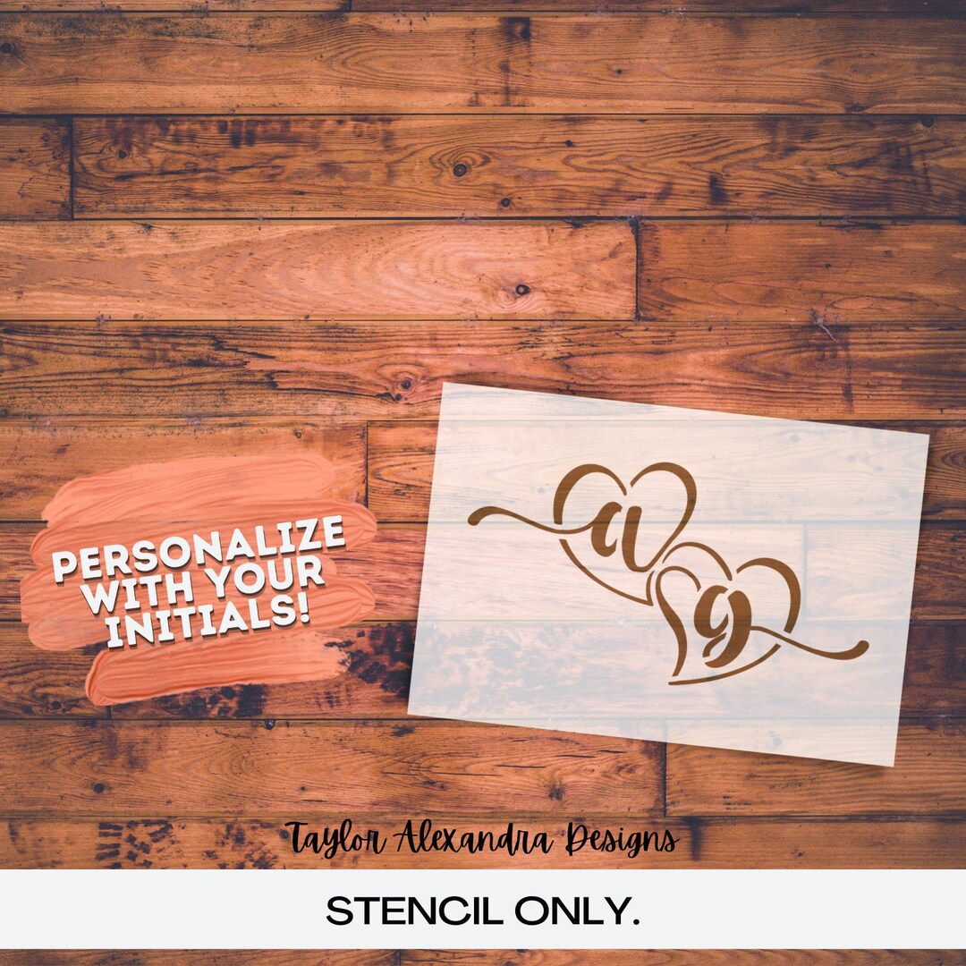 Initials in Heart Personalized Stencil | Wedding Last Name Initial ...