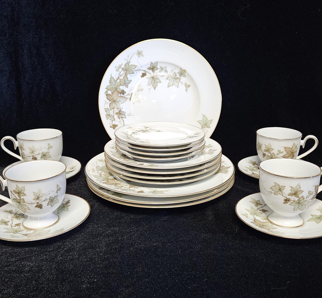20 Piece Noritake TRAILING IVY 2760 Dinnerware-place Settings for Four ...