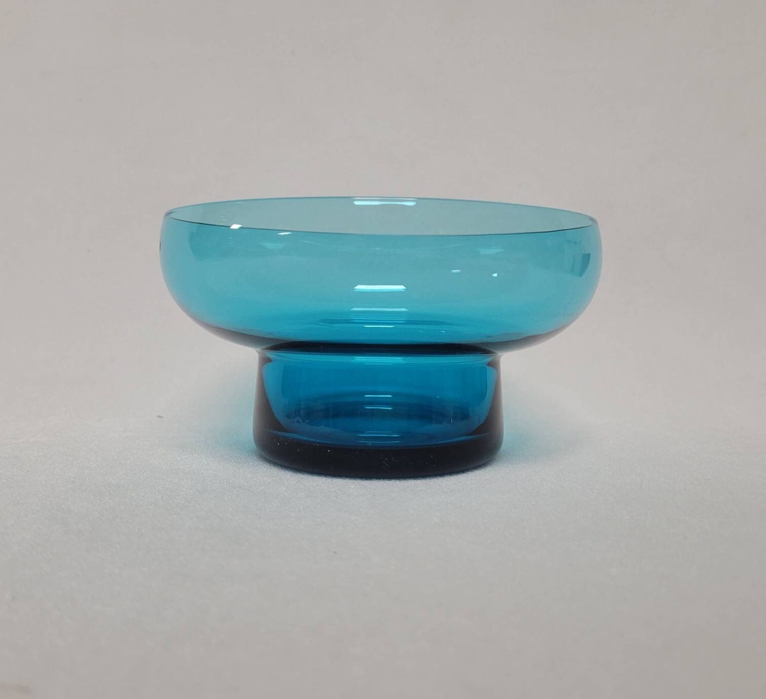 Morgantown Lead Crystal Peacock Blue Flower/console Bowl - Etsy