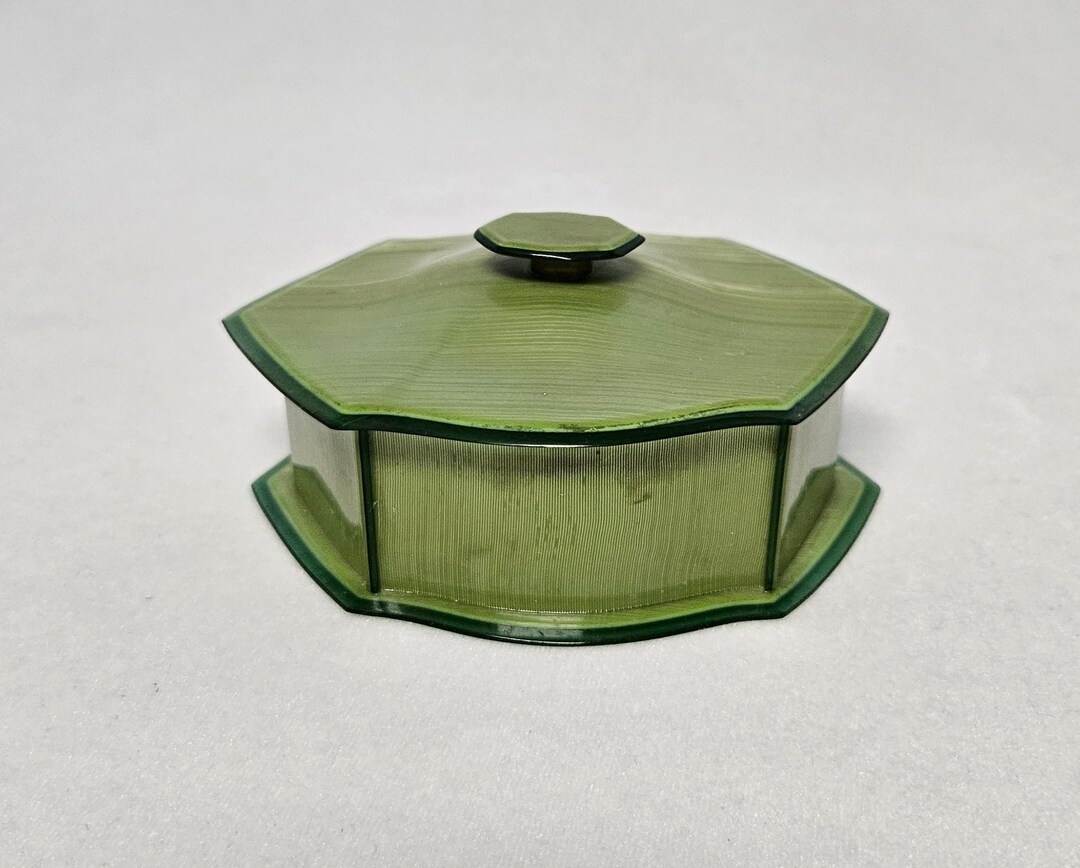 Green Celluloid Powder Box-hampton Arch-amerith-nice Condition! - Etsy