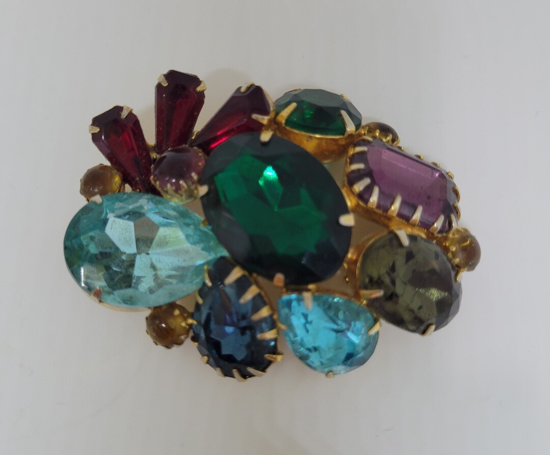 Vintage Multi-color Brooch - Etsy