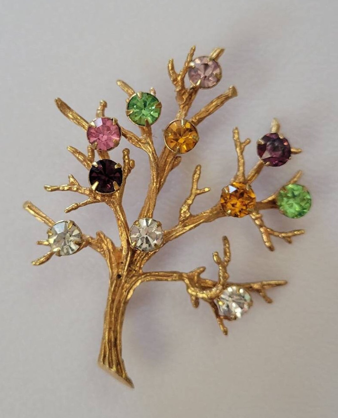 Vintage Sarah Coventry TREE OF LIFE Brooch, Mothers Pin-birthstone ...