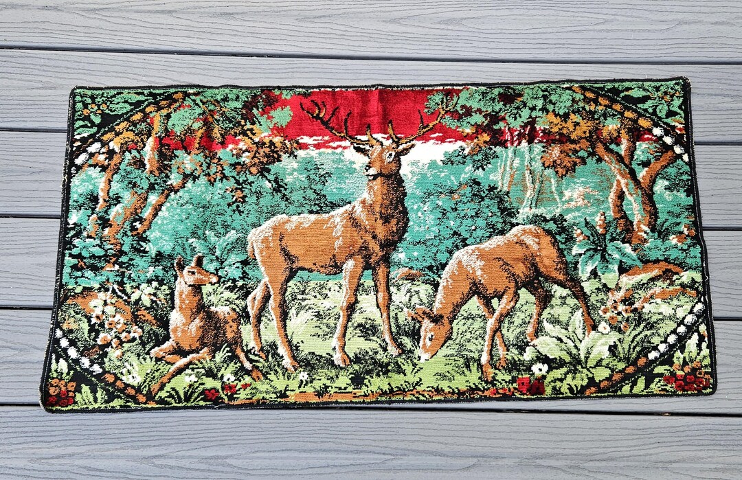 Vintage Deer Tapestry-smaller Size-36 X 20 Inches-mancave, Cabin - Etsy