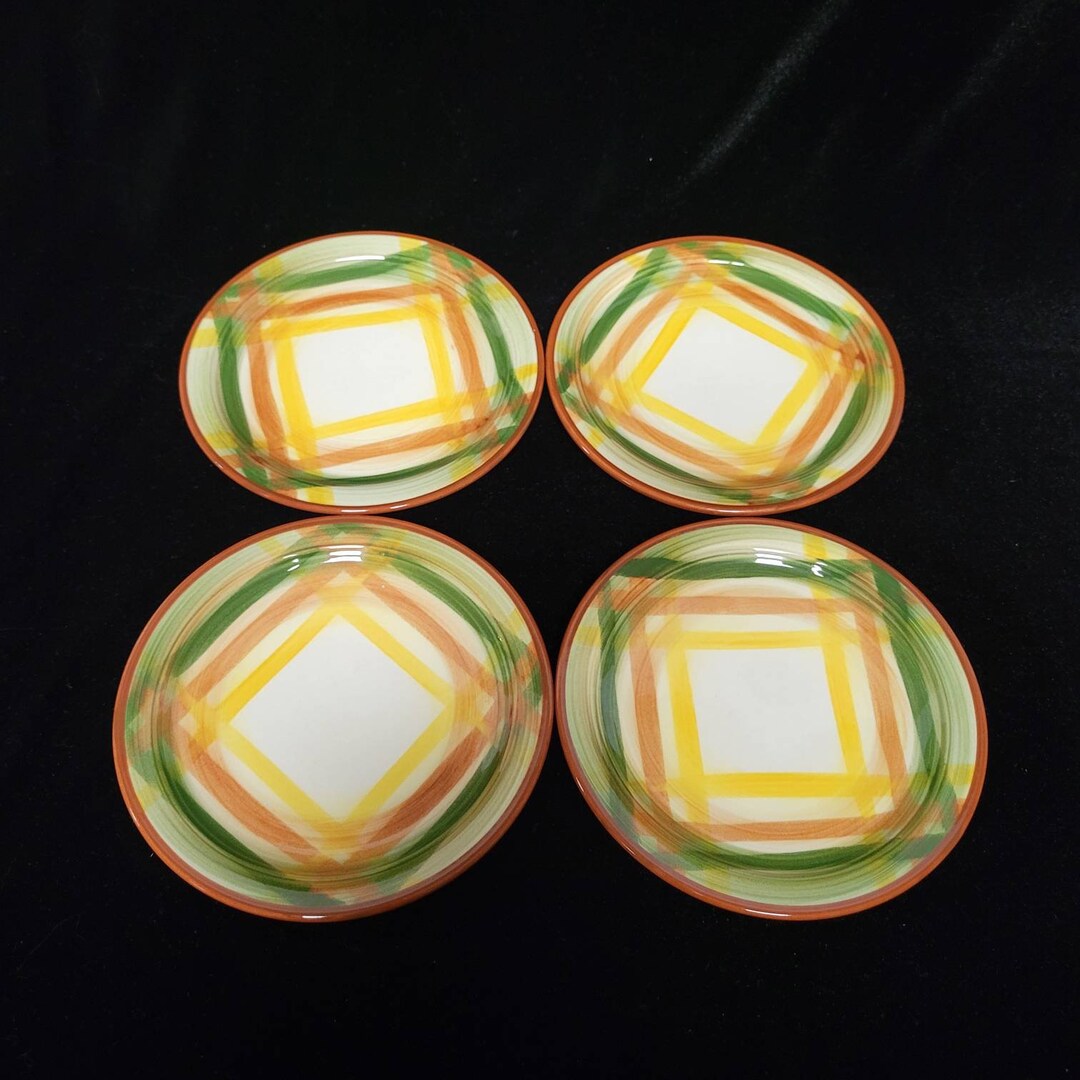 Vintage Vernonware Homespun Plaid Bread & Butter Platesset of 4-made in ...