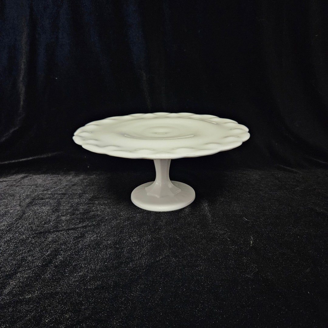 Indiana Milk Glass Teardrop Cake Stand - Etsy