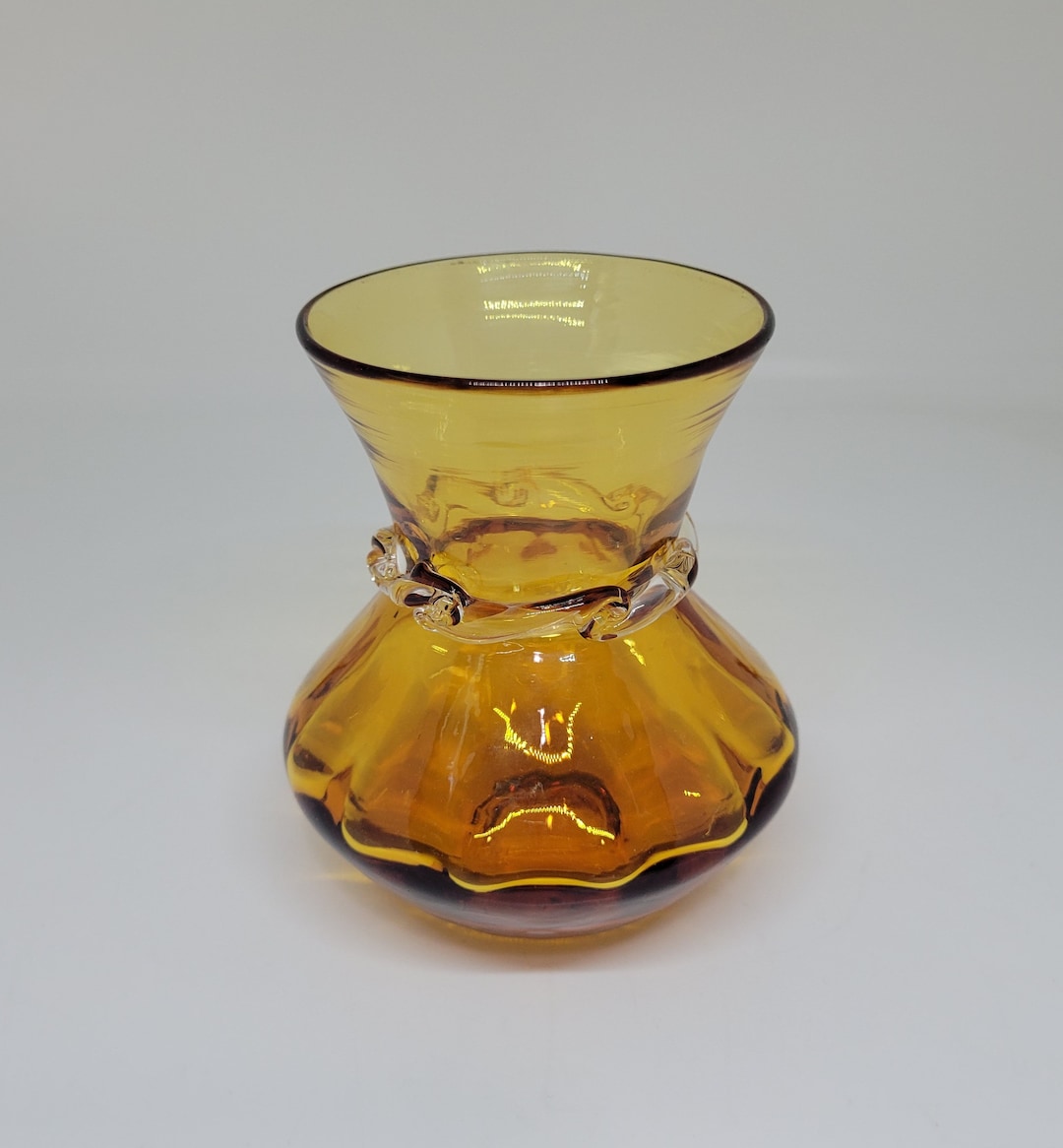 Pilgrim Glass Amber Bud Vase With Clear Applied Decoration - Etsy