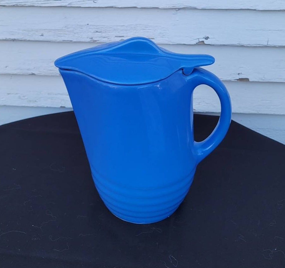 Universal Pottery Blue Art Deco Water Pitcher With Lid - Etsy