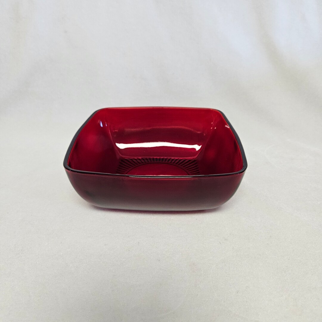Anchor Hocking Ruby Red Charm Serving Bowl, Vintage Square Glass - Etsy
