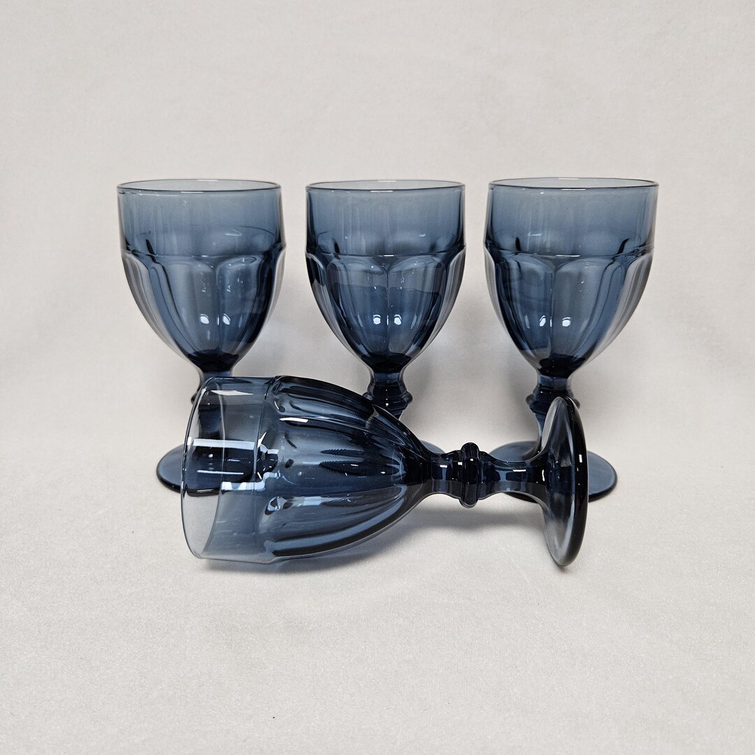 Libbey Gibraltar Dusky Blue Water Goblets-duratuff-set of 4 - Etsy