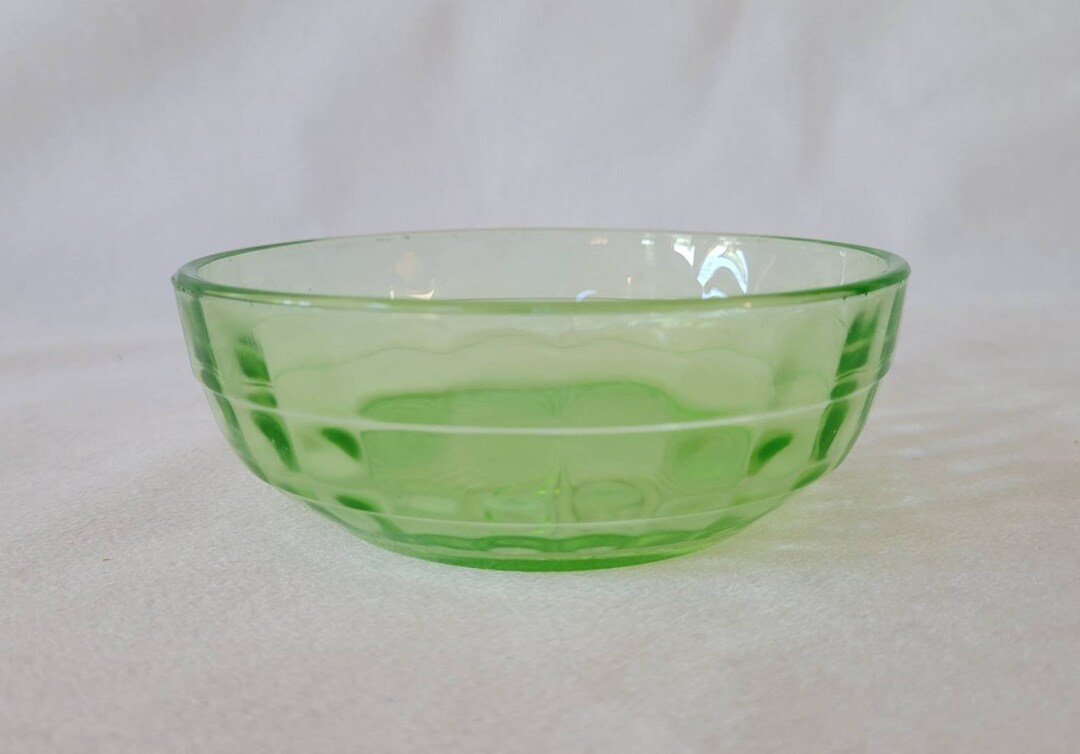 Anchor Hocking Block Optic Fruit Dessert Berry Bowl-uranium Depression ...