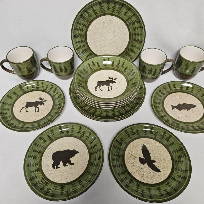16 Pc. Libbey Rustic Lodge Dinnerware-place Settings for Four-cabin ...