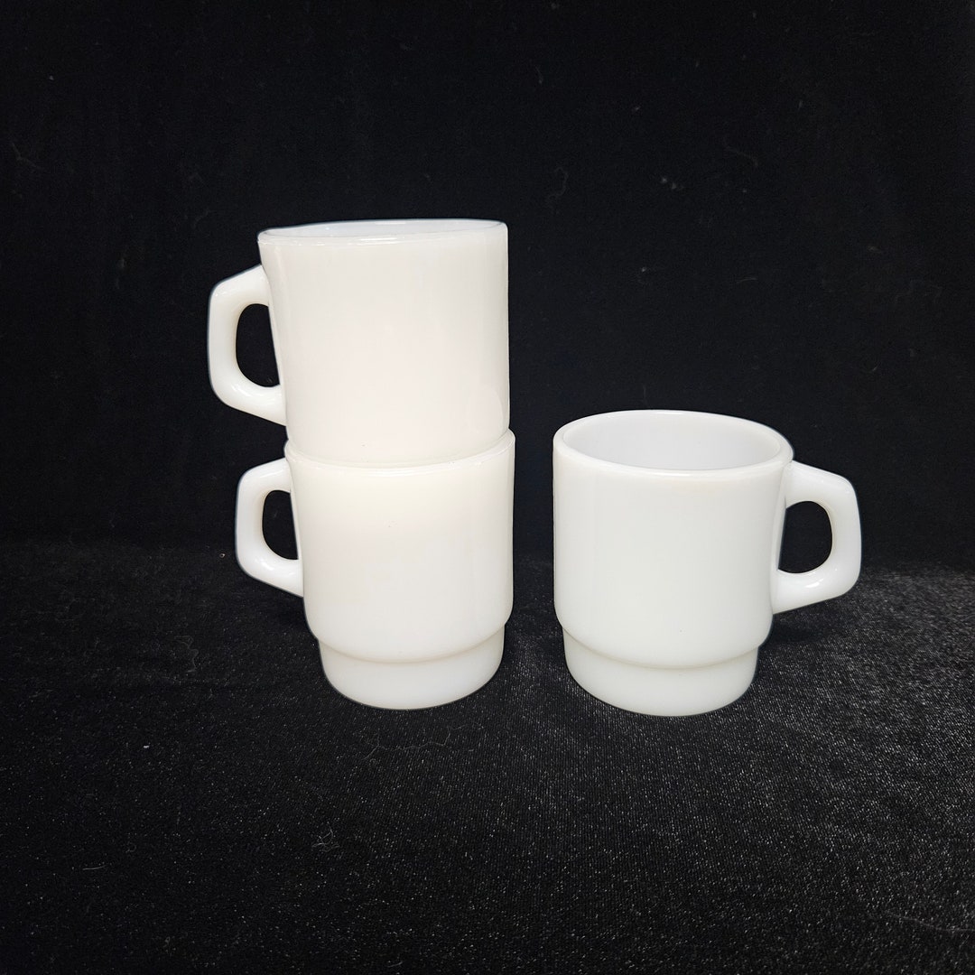 Fire-king White Stackable Mugs, Cups-set of 3 - Etsy