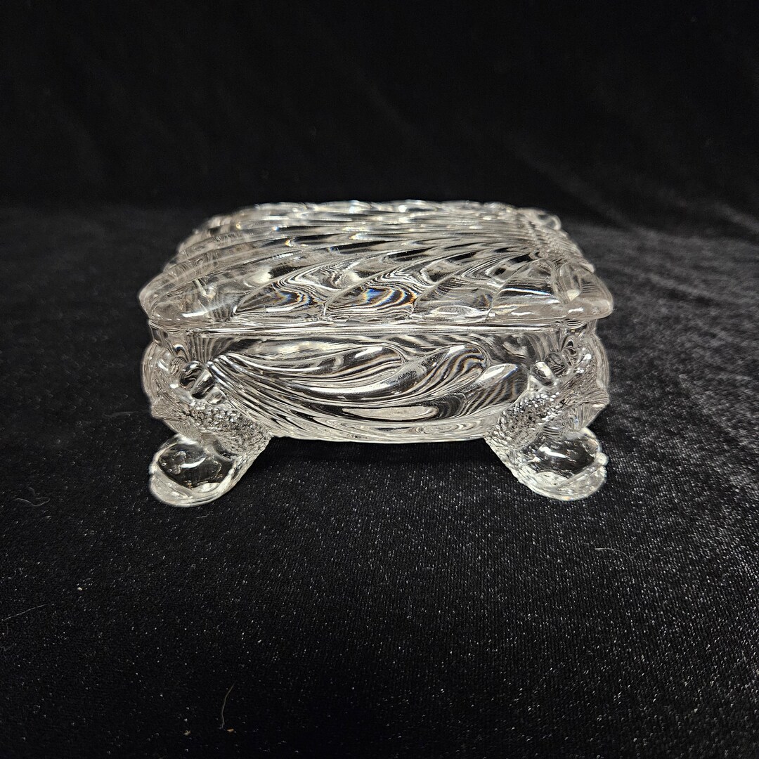 Cambridge Caprice Clear Glass Cigarette Box, Trinket Box, Jewelry ...