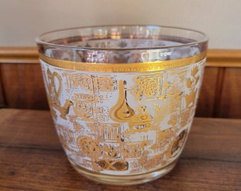 Home & Living Ice Buckets Vintage Glass Ice Bucket Hazel Atlas Aztec ...