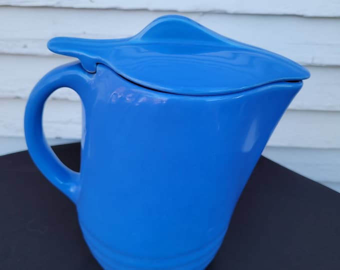 Universal Pottery Blue Art Deco Water Pitcher With Lid - Etsy