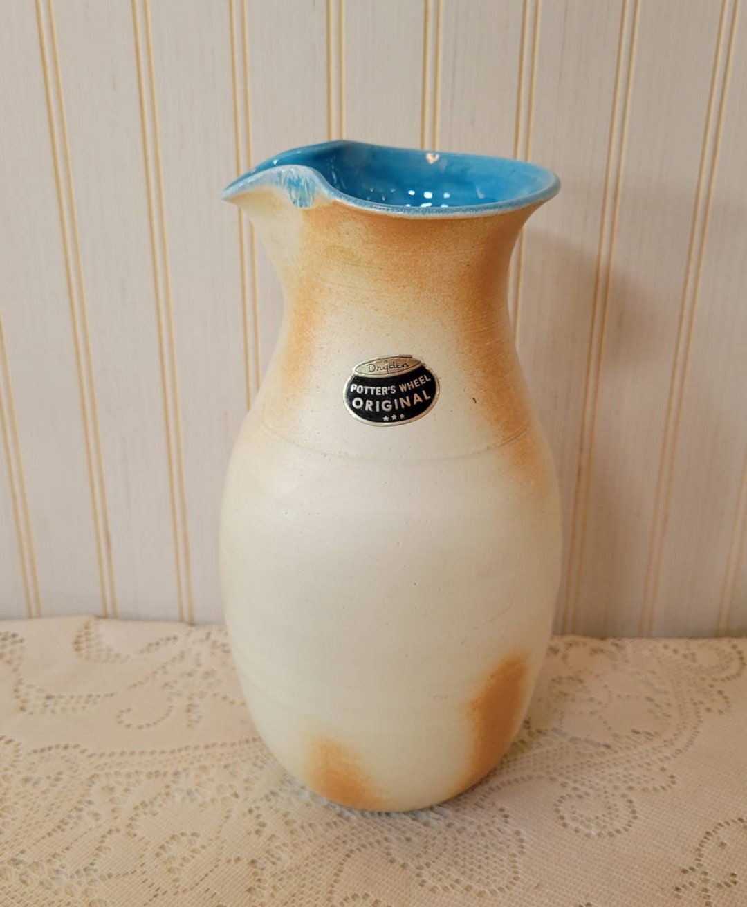 Vintage Signed 1984 Dryden Potter's Wheel Original Pottery Turquoise ...