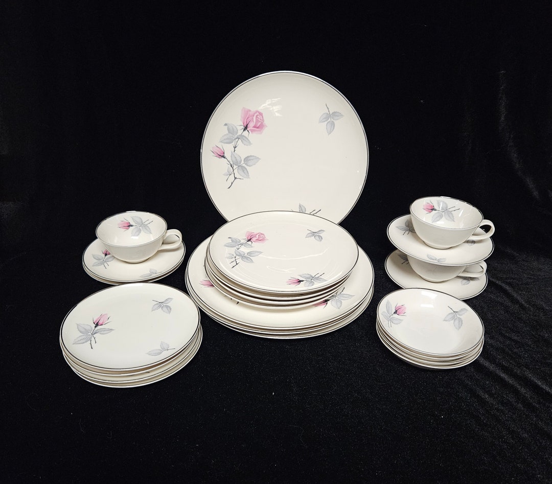 23 Piece BRIDAL ROSE by Syracuse China-4 Place Settings (minus One Cup ...