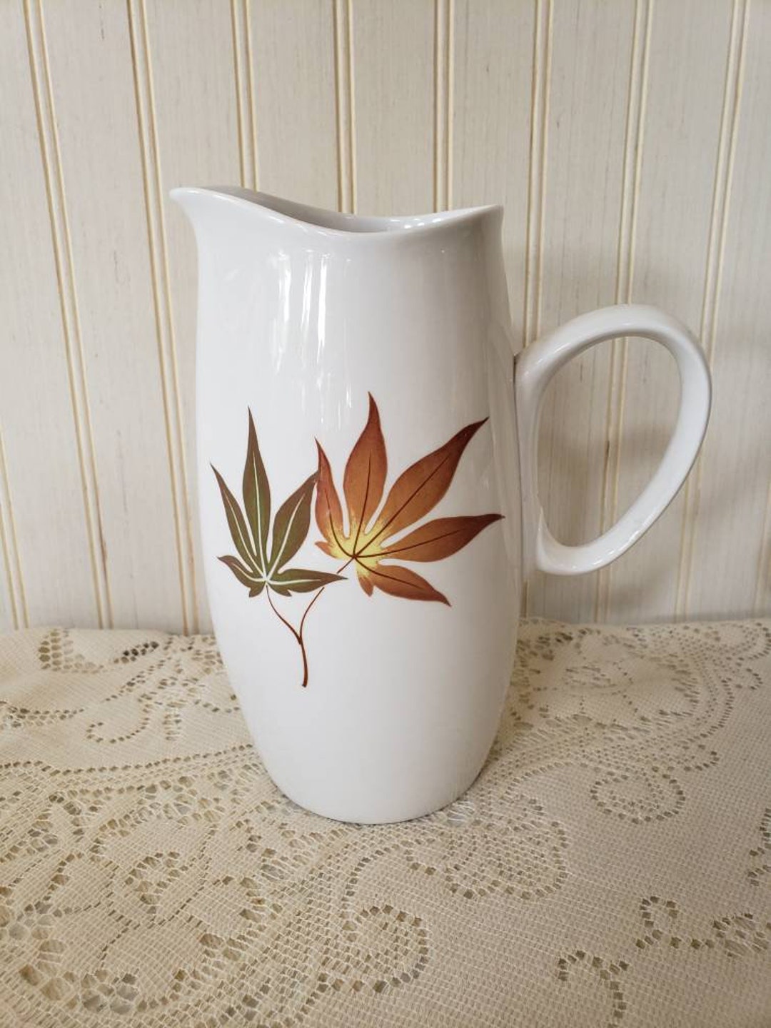Franciscan Twice Nice Autumn Theme 32 Oz. Pitcher Whitestone Ware Mid ...