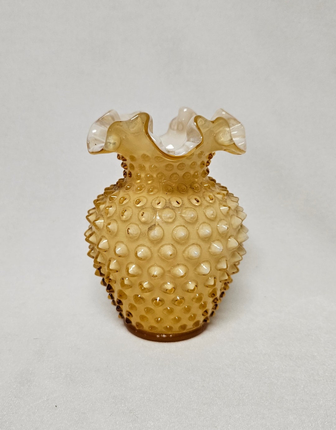 Fenton Honey Amber Overlay Vase - Etsy