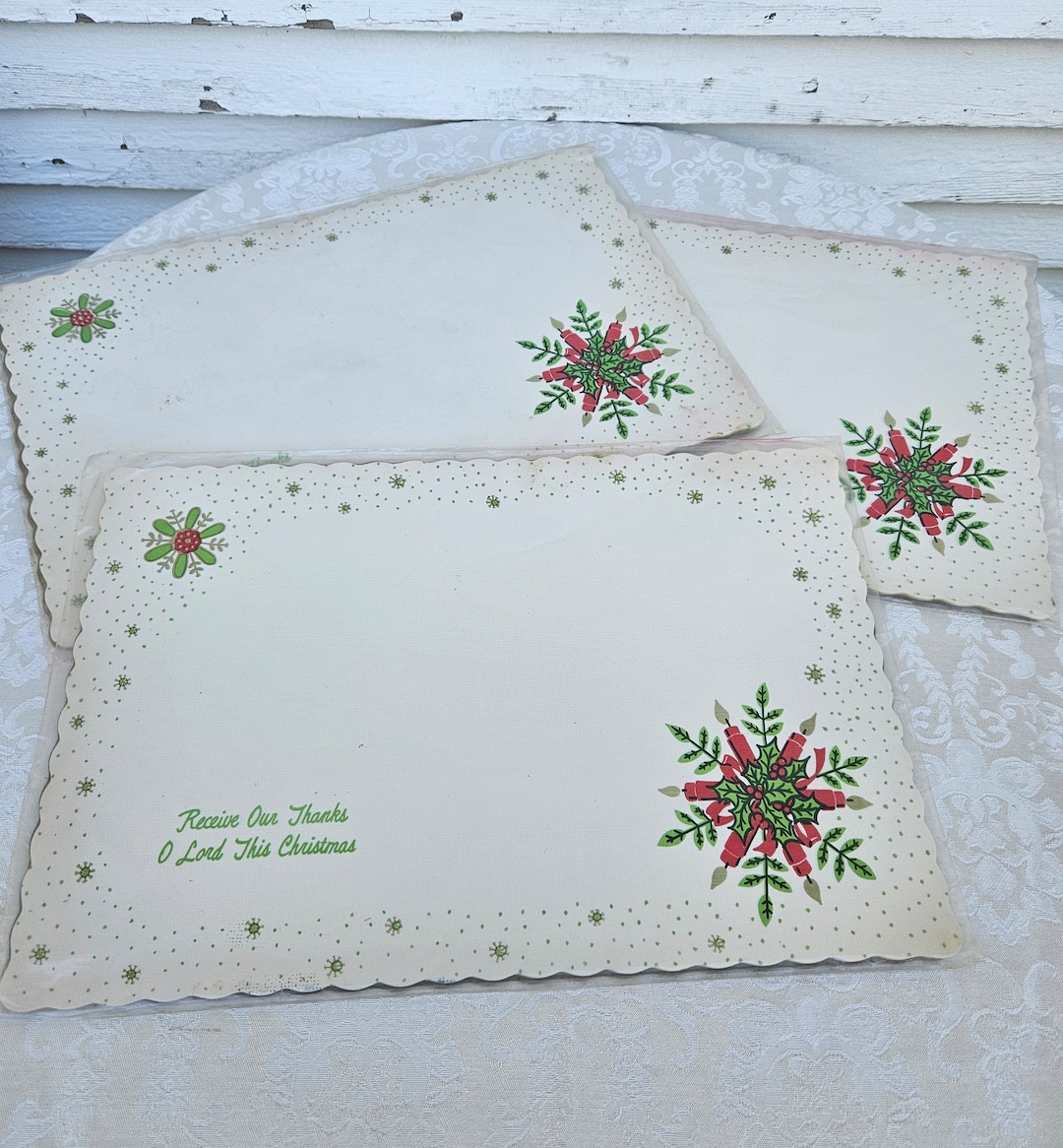 Vintage Christmas Holiday Paper Placemats-graceline Embossed Placemats ...