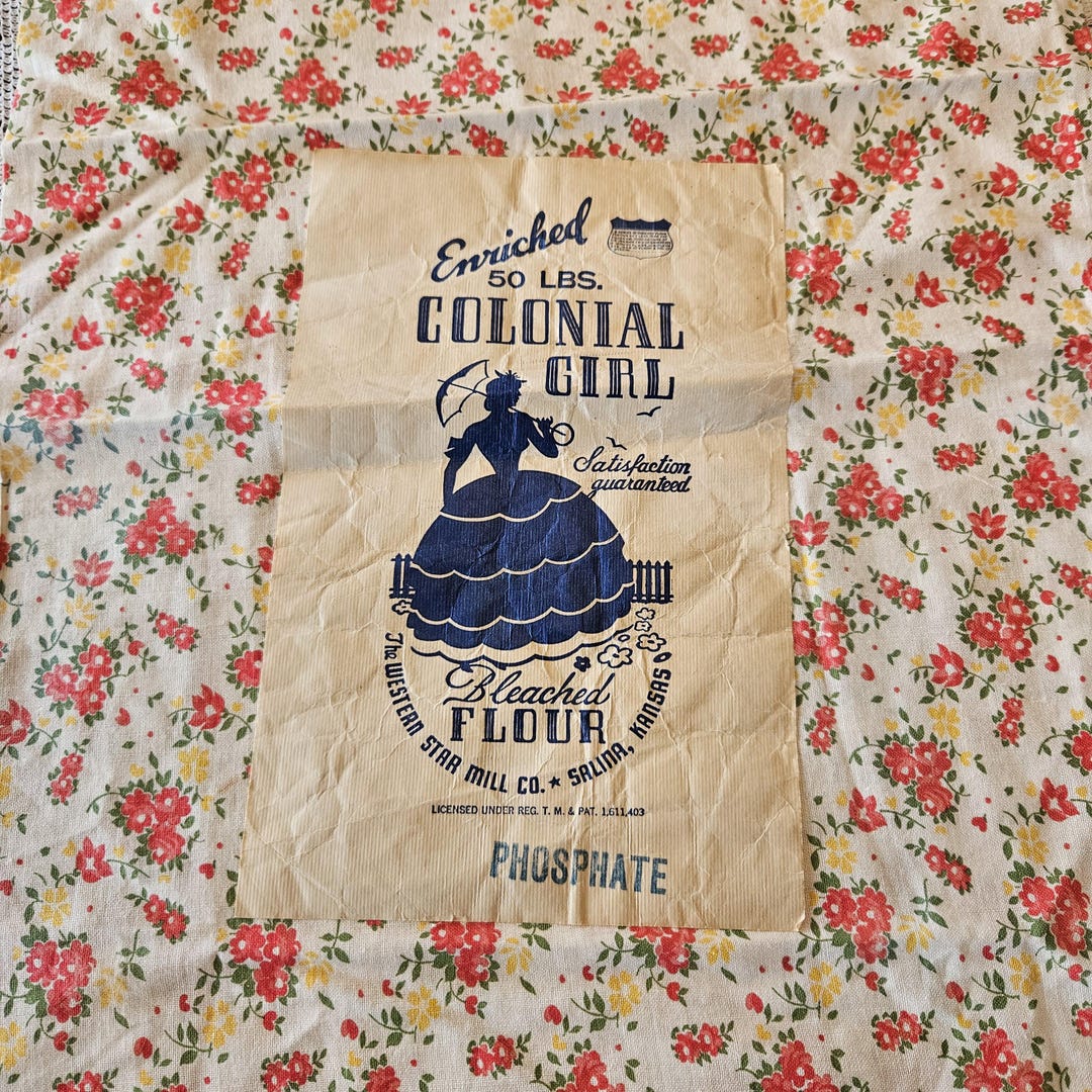 Vintage Feed Sack Material-colonial Girl Flour-western Mill Co., Salina ...