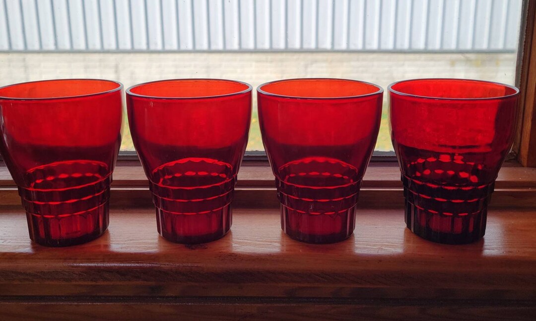 Vintage Anchor Hocking WINDSOR Pattern Royal Ruby 10 Ounce Flat ...