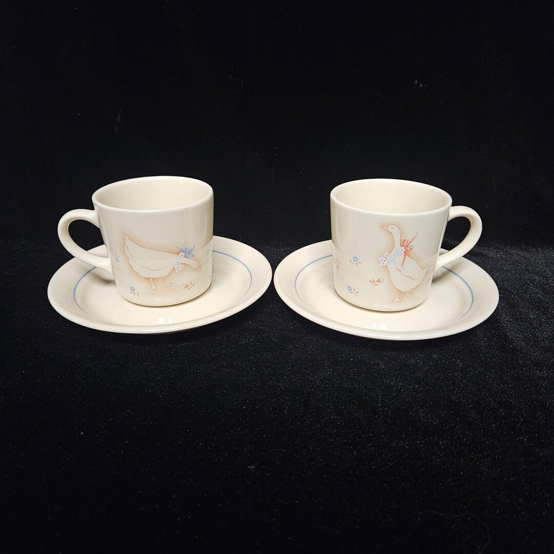 Vintage Corelle Country Promenade Cups & Saucers-set of 2-goose, Geese ...
