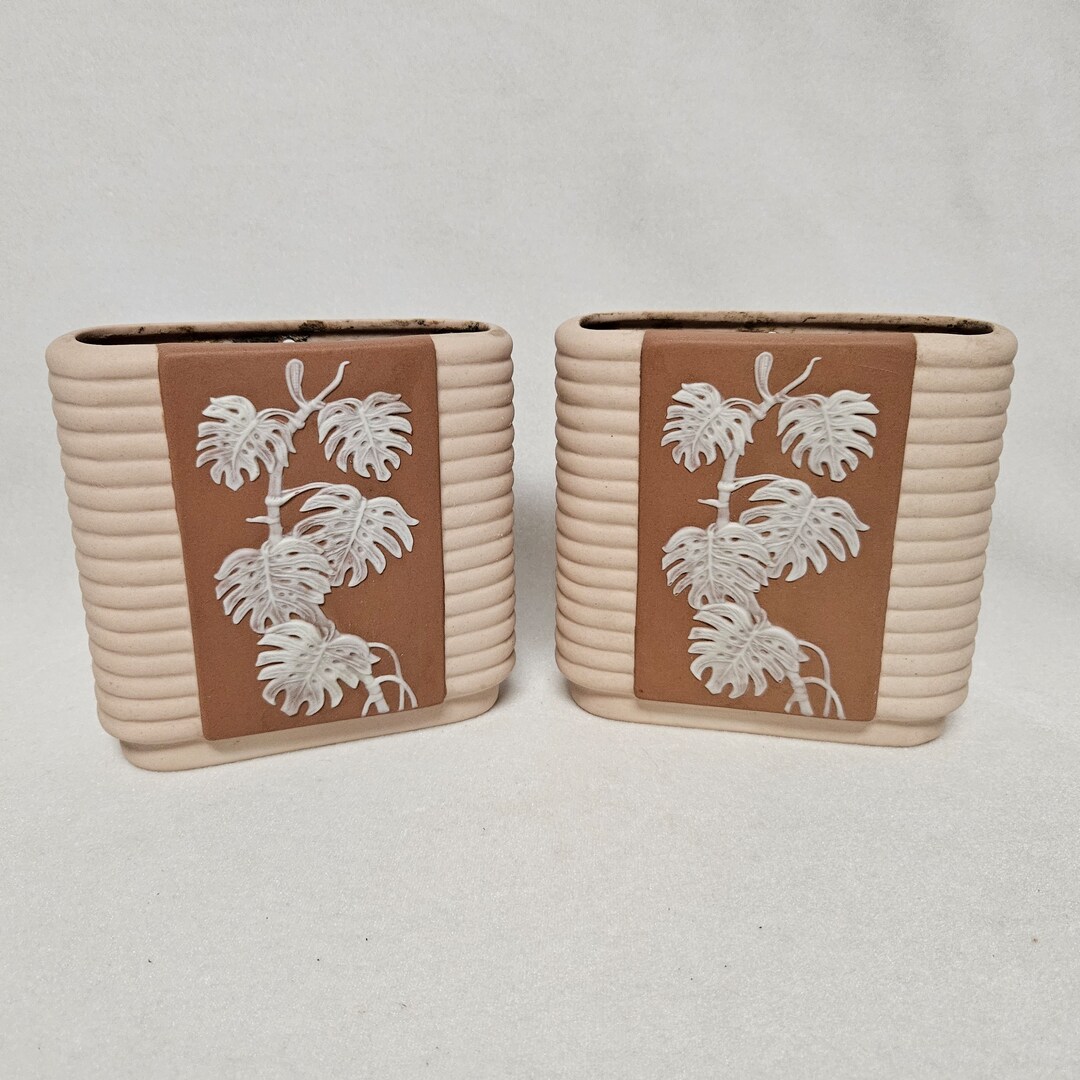 Howard Pierce Mid-century Philodendron Wall Pockets 66p-set of 2 ...