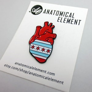 Chicago Flag Anatomical Heart Enamel Pin - Etsy