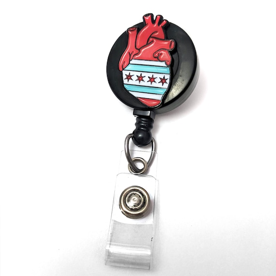 Chicago Flag Anatomical Heart Enamel Badge Reel - Etsy