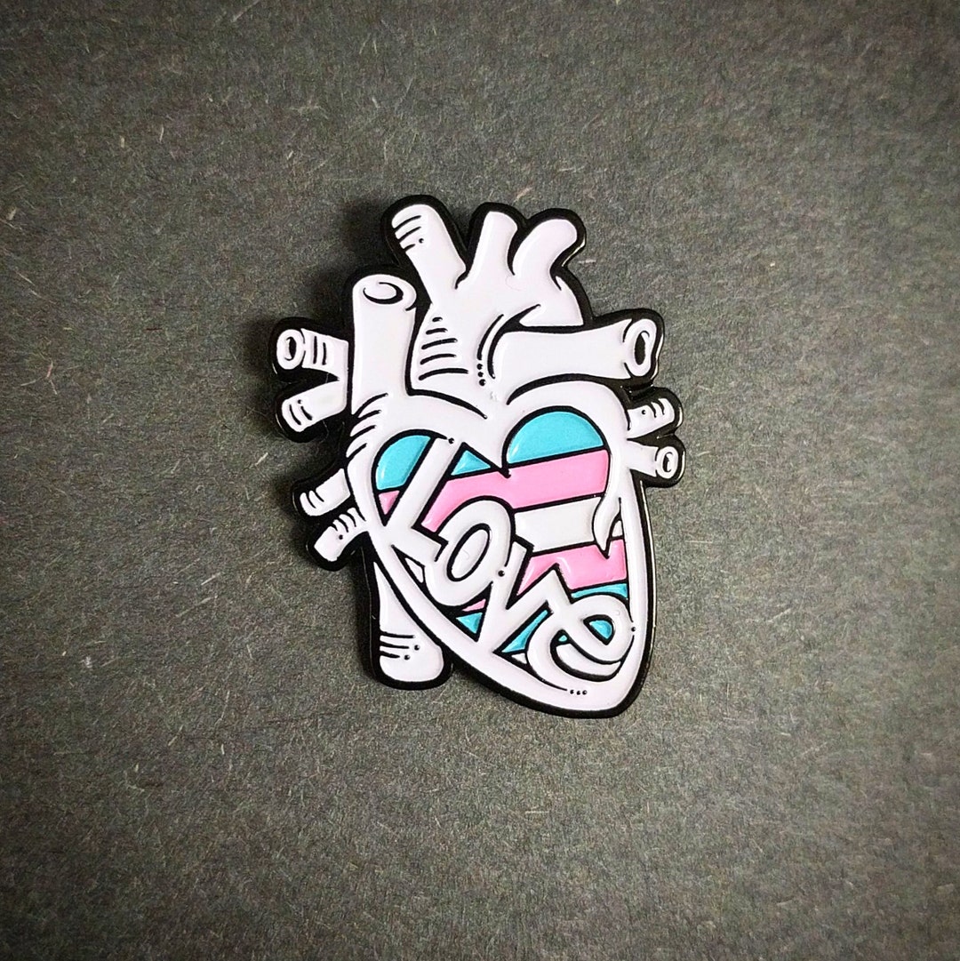 Trans Flag Anatomical Heart Enamel Lapel Pin - Etsy